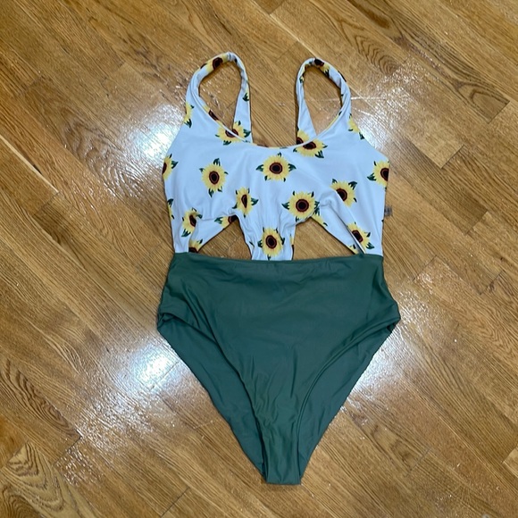 Swim | Sexy Beautiful Bathing One Piece Bathing Suit With Sunflowers ...